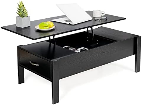 COSTWAY Lift Up Coffee Table, Floating Convertible Tea Table with ...