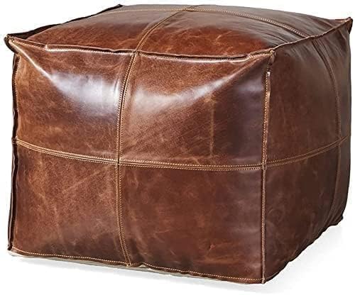 Amazon.com: Shades N Stitches Pouf Cover - Square Large Ottoman Leather ...