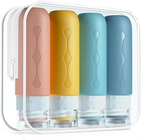 Portable Travel Container 4x100ml Refillable Squeezable Bottles with ...