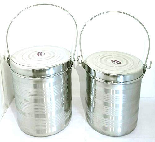 Grahasthi Stainless Steel Milkcan Oil Ghee Storage Container Set Of 2 ...