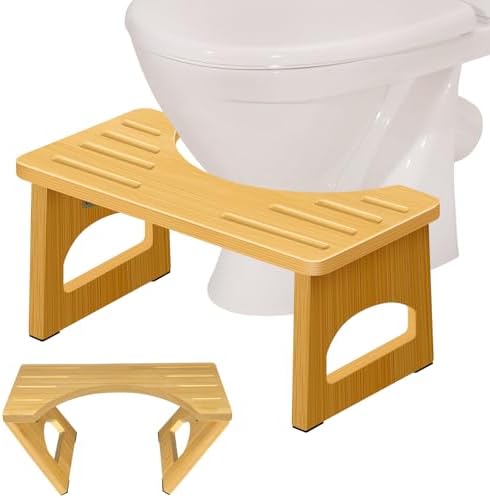 Amazon.com: Toilet Stool,7 Inches H Foldable Bamboo Squat Poop Stool ...