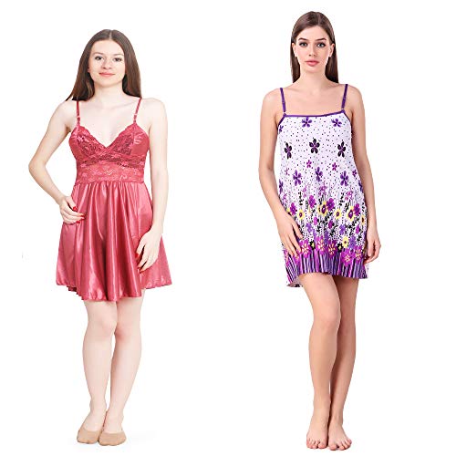 Buy Trost - Womens Satin HOT & Bold Nighty/Nightwear Combo Set for ...