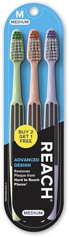 Amazon.com : Reach Advanced Design Toothbrush with Medium Bristles, 3 ...