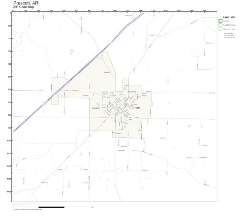 Amazon.com : ZIP Code Wall Map of Prescott, AR ZIP Code Map Laminated ...