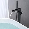 Wowkk Waterfall Tub Filler Freestanding Bathtub Faucet Black Floor ...