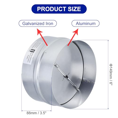 PATIKIL Backdraft Damper, 6 Inch, 2 Pack Ducting Hose Airflow Insert ...