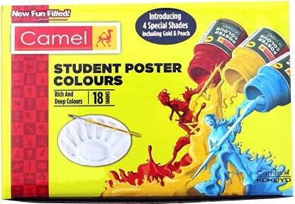 Camel Premium Poster Colour with Brush - 20 Shades (Multicolor ...