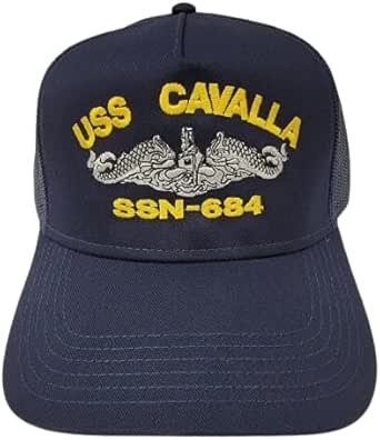 USS Cavalla 684 Submarine Boat Ship Baseball Cap Blue Mesh Snapback 3.5 ...