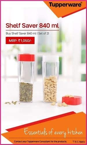 Buy Tupperware Plastic Container - 840 ml, 2 Pieces, White Online at ...
