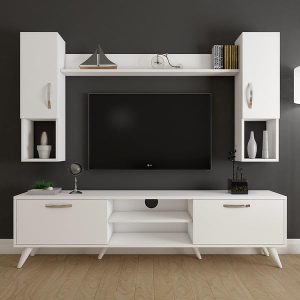 Spyder Craft M5 TV Unit with Wall Shelf TV Stand with Bookshelf Wall ...