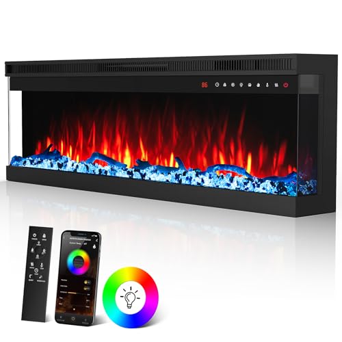 ALPACA 50'' 3-Sided Smart WiFi-Enabled Electric Fireplace, Remote ...