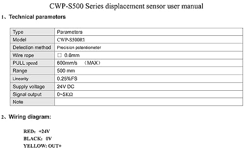 Snapklik.com : CALT 500mm Draw Wire Encoder 24Vdc Supply 0-5K Ohm Output