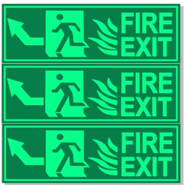 HSE INDIA SERVICES Fire Exit with Man sign Left Upper Radium Each one ...