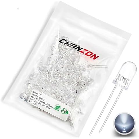 EDGELEC 30pcs 12 Volt 5mm White LED Lights Emitting Diodes Pre Wired 7. ...