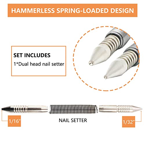 Snapklik.com : Dual Head Nail Setter, Hammerless 1/32& 1/16 Spring Nail ...