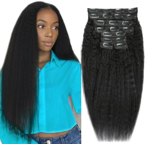 Amazon.com : Kinky Straight Clip ins 16 Inch Clip in Hair Extensions ...