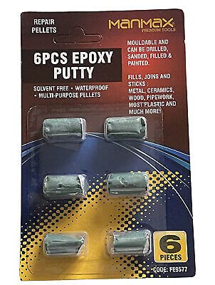 Pack 6 EPOXY PUTTY Waterproof Mouldable Hard and Fast Repair Epoxy Wood ...