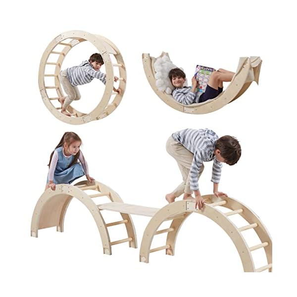 Gaint Bean 8-in-1 Wooden Indoor Arches Climber with Slide- Montessori ...