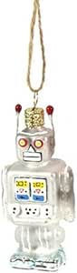 Amazon.com: Cody Foster & Co Tiny Silver Robot Blown Glass Ornament GO ...