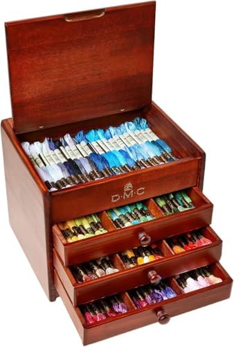 DMC Wooden Collectors Storage Box Includes 120 Threads : Amazon.co.uk ...