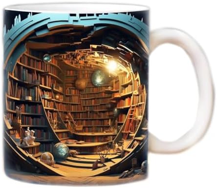 Amazon.com: 3D Bookshelf Mug - A Library Shelf Cup, Library Bookshelf ...
