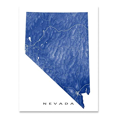 Amazon.com: Nevada Map Print, NV State Art Poster, USA, Las Vegas ...