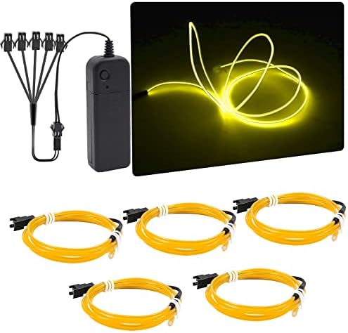 NWpangu EL Wire Neon Lights, 5 in 1(3.28Ft Each) Electroluminescent EL ...