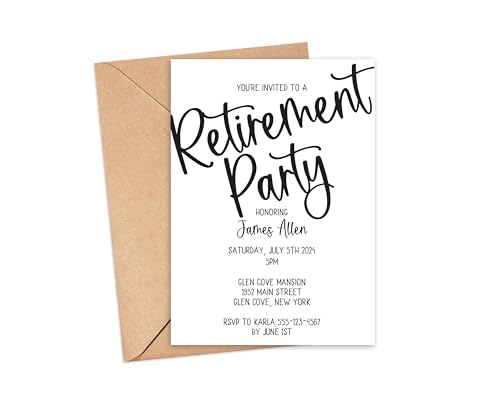 Amazon.com: Modern Retirement Party Invitation, Personalized Simple ...