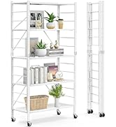 Amazon.com: Himix 5 Tier Foldable Storage Shelves, Expandable Folding ...