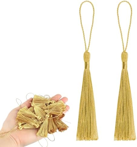 ZZLBZN 20 Pcs Gold Tassels, Mini Gold Silky Floss Tassels for Craft ...
