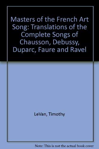 Masters of the French Art Song: LeVan, Timothy: 9780810825222: Amazon ...