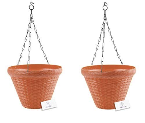 Unique Plastic Hanging Pot with Metal Chain(2 Pieces, Brown) : Amazon ...