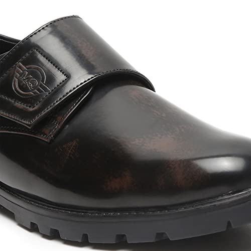 Buy MUTAQINOTI Monks Shoes for Men Bistre Brown Vegan Leather Shoe ...