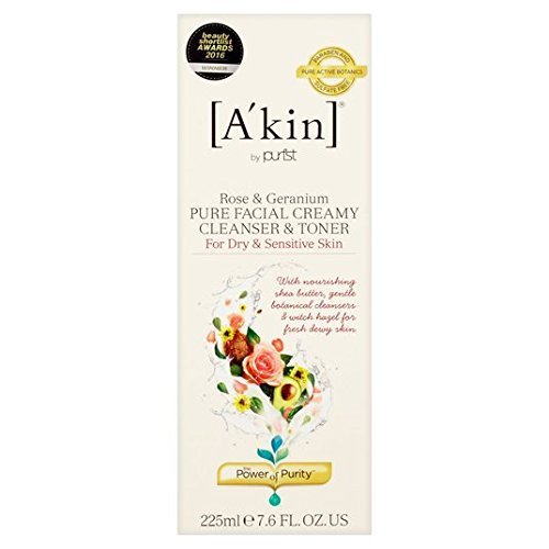 Amazon.com : A'KIN Rose & Geranium Pure Creamy Cleanser & Toner 225ml ...
