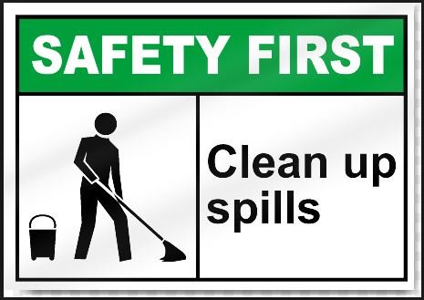 Amazon.com: Safety First Clean Up Spills Sticker : Industrial & Scientific