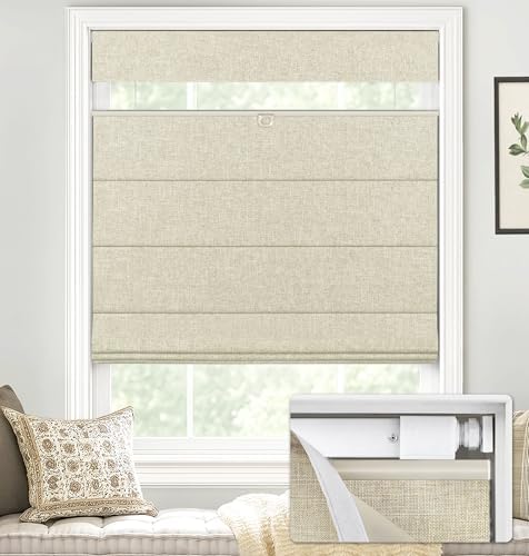 Amazon.com: LazBlinds No Tools No Drill TDBU Cordless Roman Shades for ...