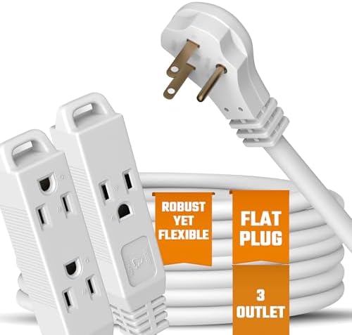 Amazon.com: Flat 3-Outlet Extension Cord 20 Ft for Indoor Use by ...
