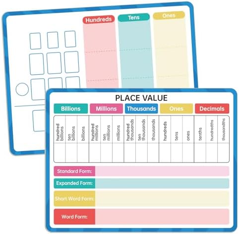 Amazon.com: Dry Erase Place Value Whiteboard, 9" x 12" Double Sided ...