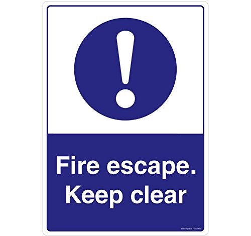 Fire Escape. Keep Clear., (FE510-A3PC-05), Material: 3M Self Adhesive ...