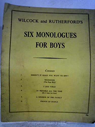 Six Monologues for Boys: Frank; Rutherford Wilcock: 9780851742298 ...
