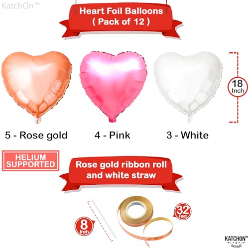 Snapklik.com : Rose Gold And Pink Heart Balloons - 18 Inch, Pack Of 12 ...