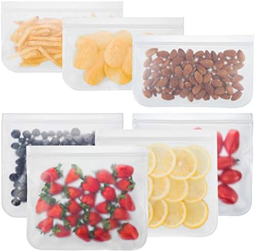 Amazon.com: Bayco Reusable Storage Bags (7 Pack) Lunch Sandwich Bags ...
