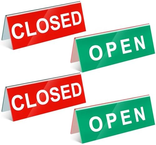 Amazon.com : Wenqik 4 Pcs Open Closed Sign for Desk Business Tabletop ...