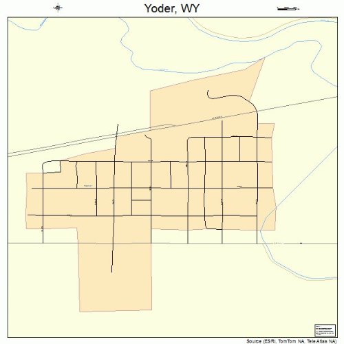 Large Street & Road Map of Yoder, Wyoming WY - Printed poster size wall ...