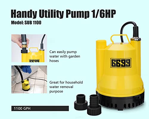 Snapklik.com : 6699 1/6HP Portable Utility Pump Submersible Small ...