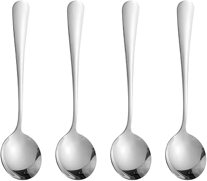 Amazon.com: 4 Pcs Stainless Steel Soup Spoons Heavy Duty Round Spoons ...