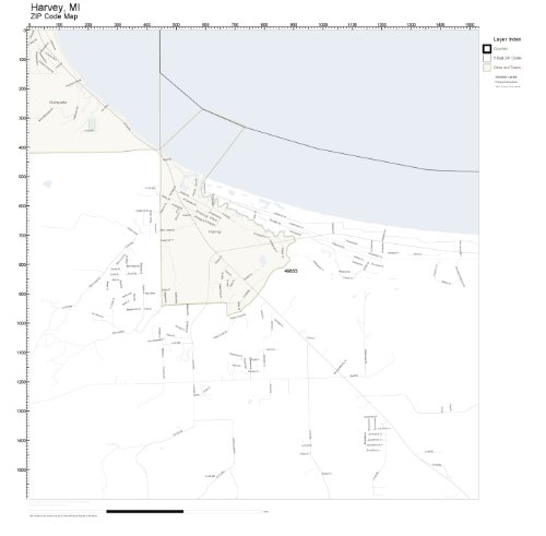 ZIP Code Wall Map of Harvey, MI ZIP Code Map Not Laminated: Amazon.com ...
