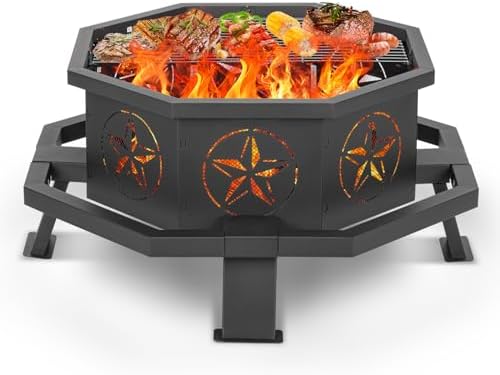 Amazon.com : Panovue 35 inch Fire Pit for Outside, Heavy Duty Wood ...