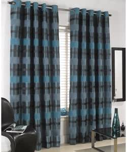 Tony's Textiles Portobello Teal Eyelet Curtains 90" x 90" : Amazon.co ...