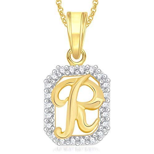 Buy SKM Jewellers Initial Pendat Collection 18k Yellow Gold Finish 925 ...